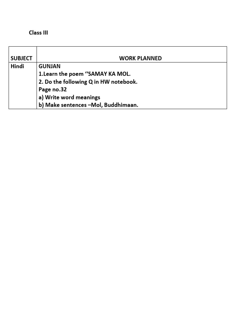 CBSE Class 3 Hindi Practice Worksheet | PDF