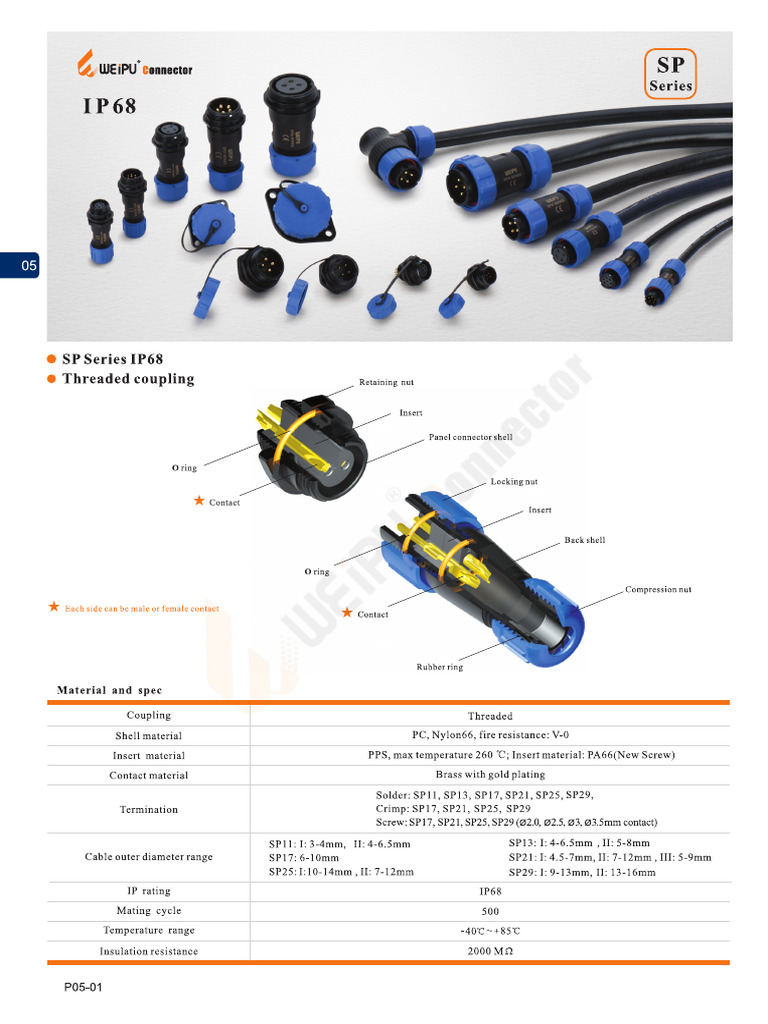 SP13 Series WEIPU Connector | PDF
