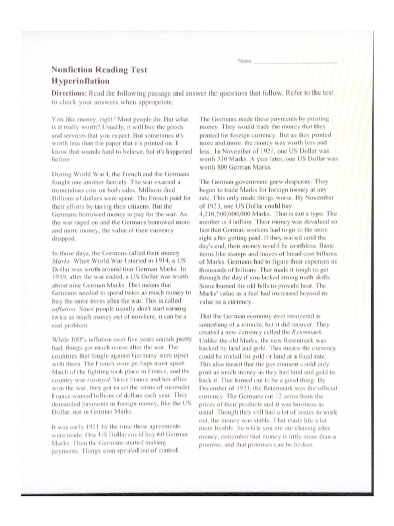 Nonfiction Reading Test | PDF