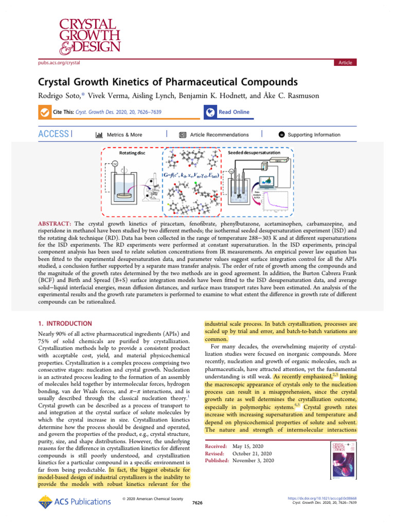Soto Et Al 2020 Crystal Growth Kinetics of Pharmaceutical Compounds ...