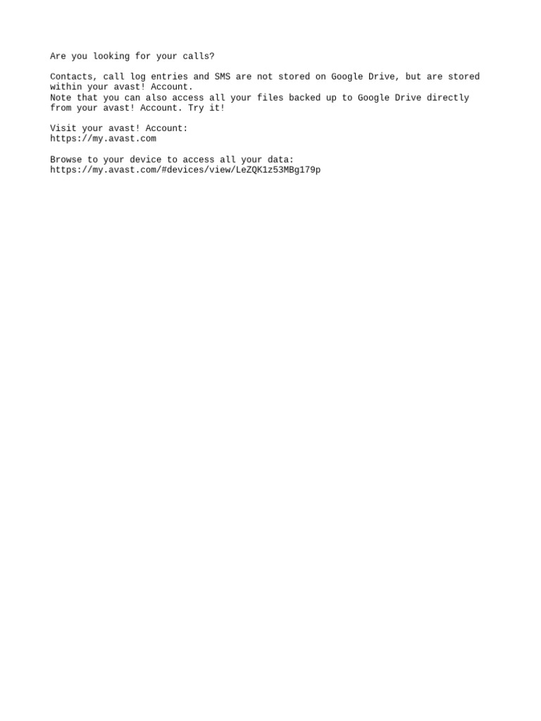 Avast! Mobile Backup Calls | PDF