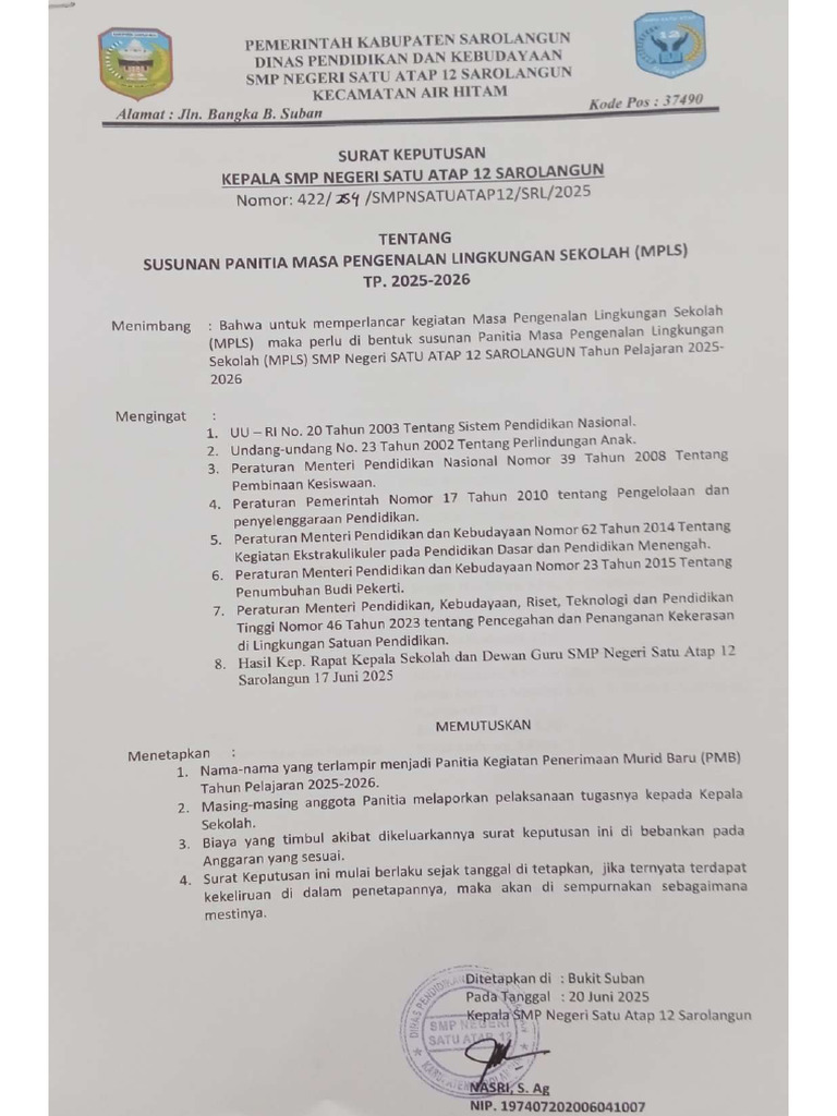 SK Mpls Dan Jadwal Mpls 2025 | PDF