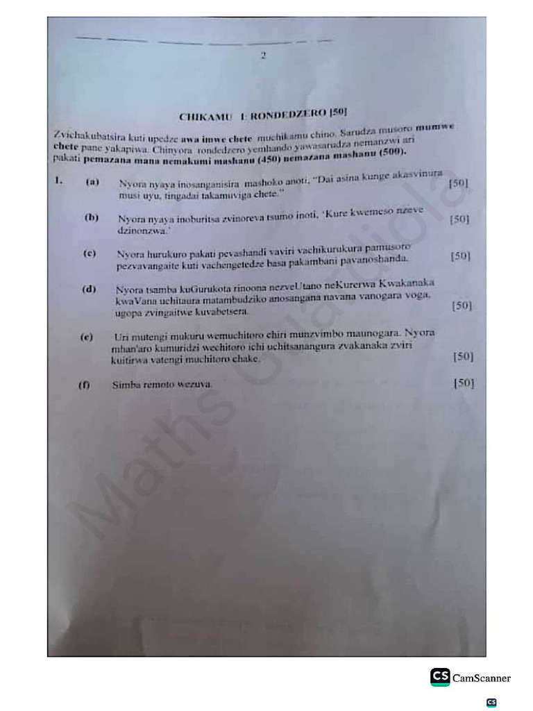 O Level Shona June 2025 Paper 1 | PDF