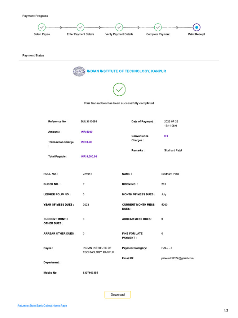 HALL - 5 Mess Dues | PDF