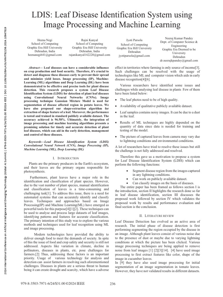 LDIS Leaf Disease Identification System Using Image Processing and ...