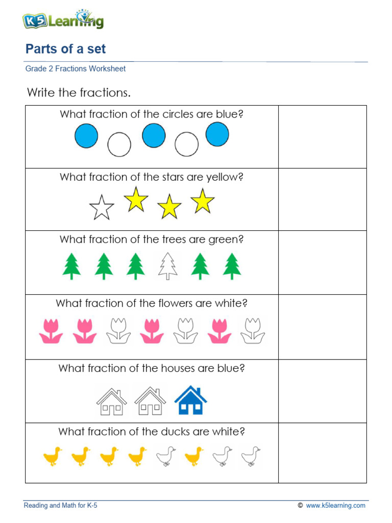 Grade 2 Fractions Parts of Set B | PDF