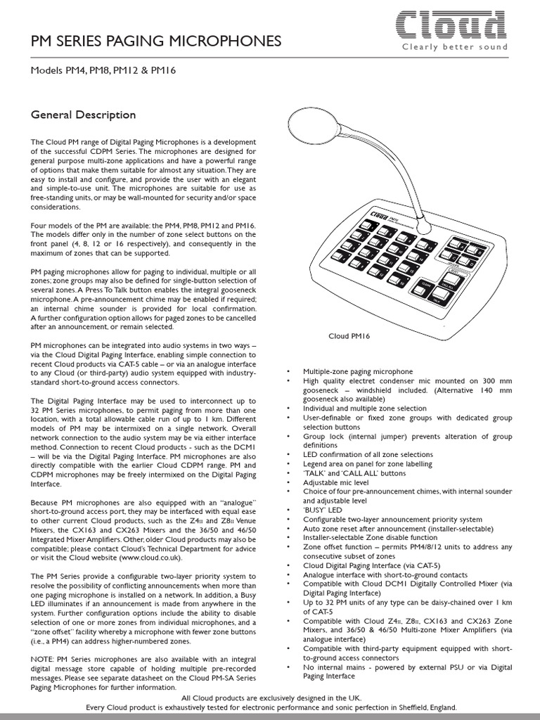 PM Series Datsheet en v2.0 | PDF | Microphone | Electricity