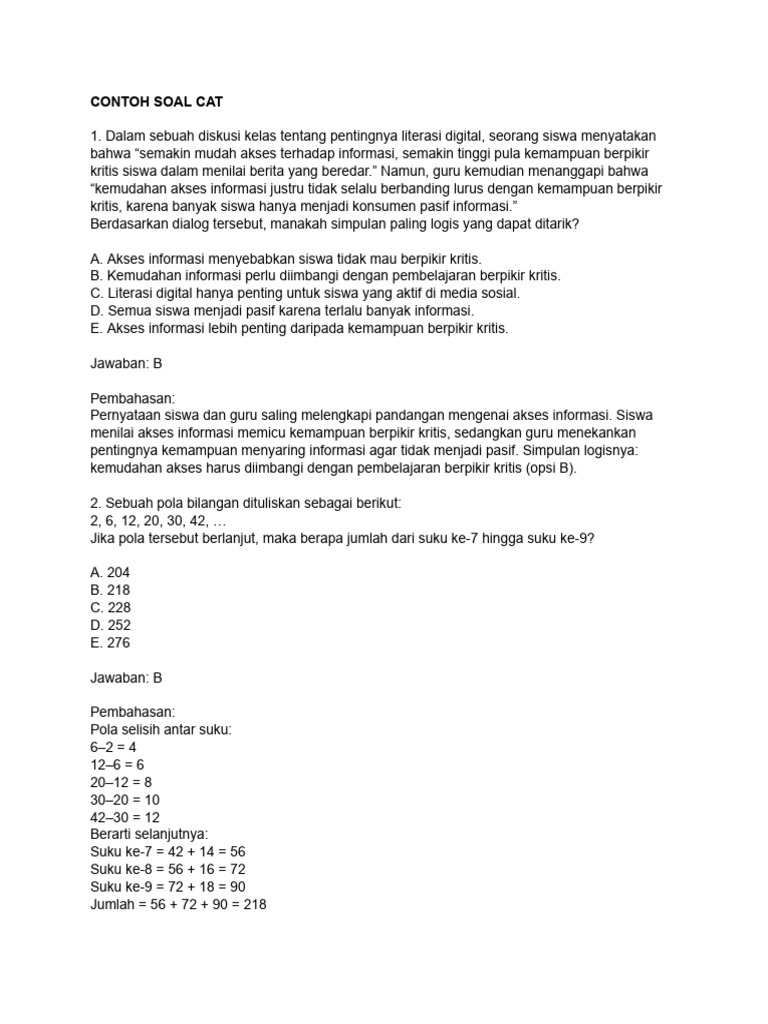 Contoh Soal CAT dan Pembahasannya | PDF