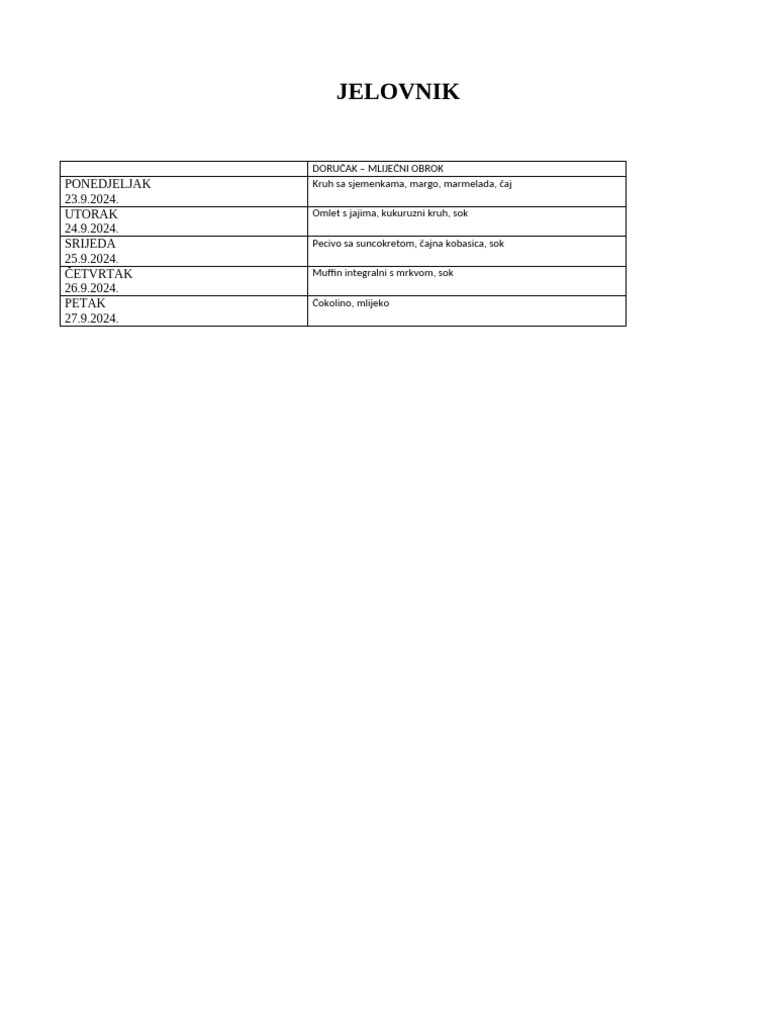 Jelovnik-23 9 - 27 9 2024 | PDF