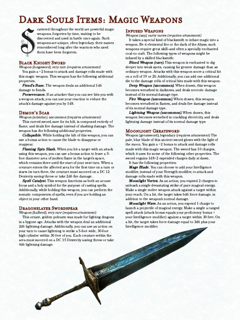Dark Souls Magic Weapons-Dual | PDF | Sword