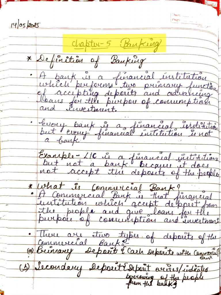 Banking Economics Class 12 Notes | PDF