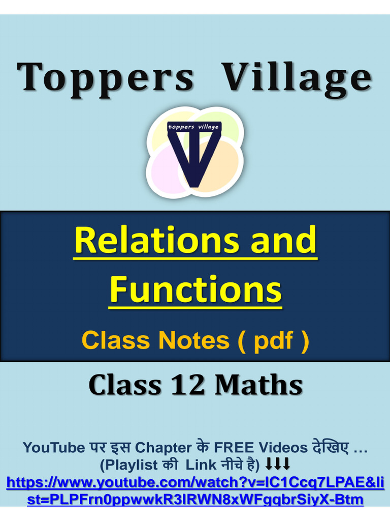 Class 12 Maths: Relations & Functions Notes | PDF | Function ...