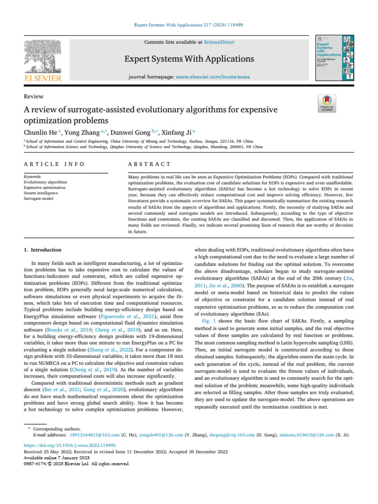 A Review of Surrogate-Assisted Evolutionary Algorithms For Expensive Optimization Problems | PDF ...