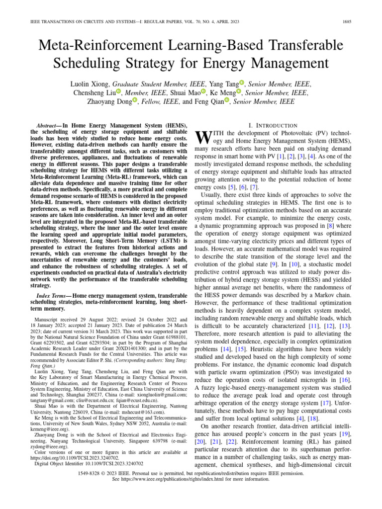 Meta-Reinforcement Learning-Based Transferable Scheduling Strategy For Energy Management | PDF ...