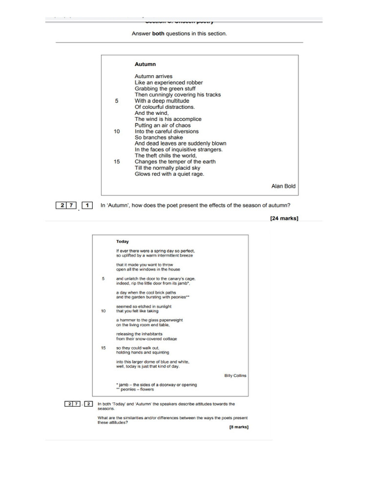 Unseen Poetry Seasons | PDF
