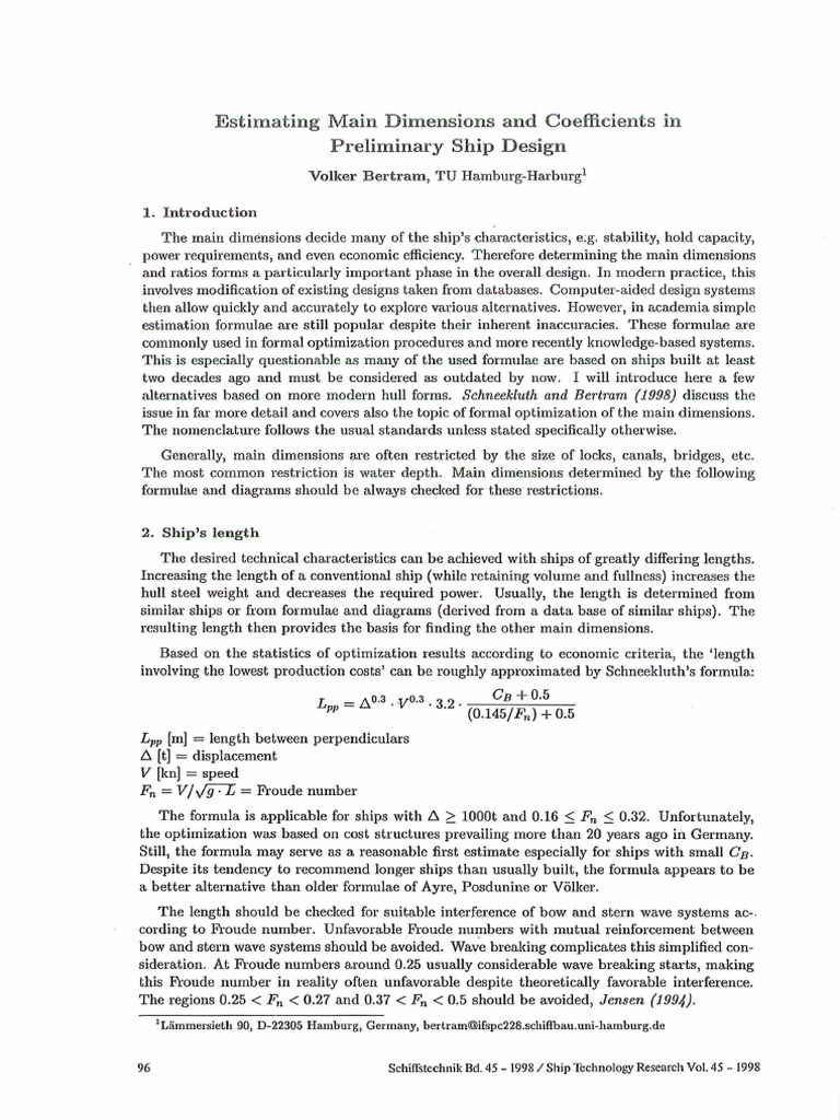 Estimating Main Dimensions and Coefficients in Preliminary Ship Design ...