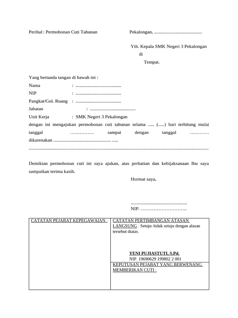 Blanko Cuti Tahunan | PDF
