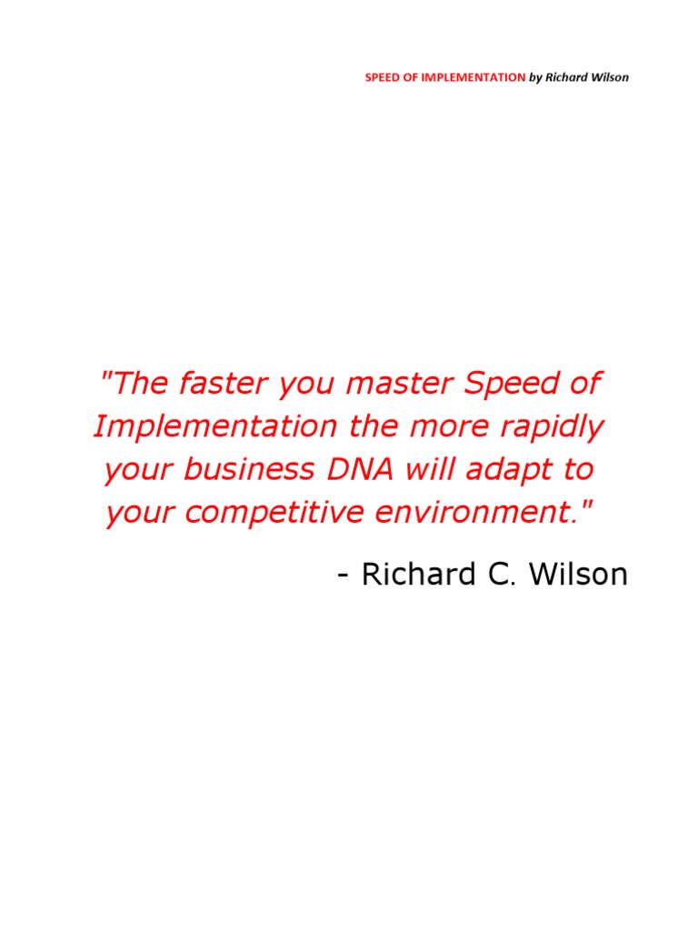 Speed of Implementation | PDF | Speed Reading | Thought