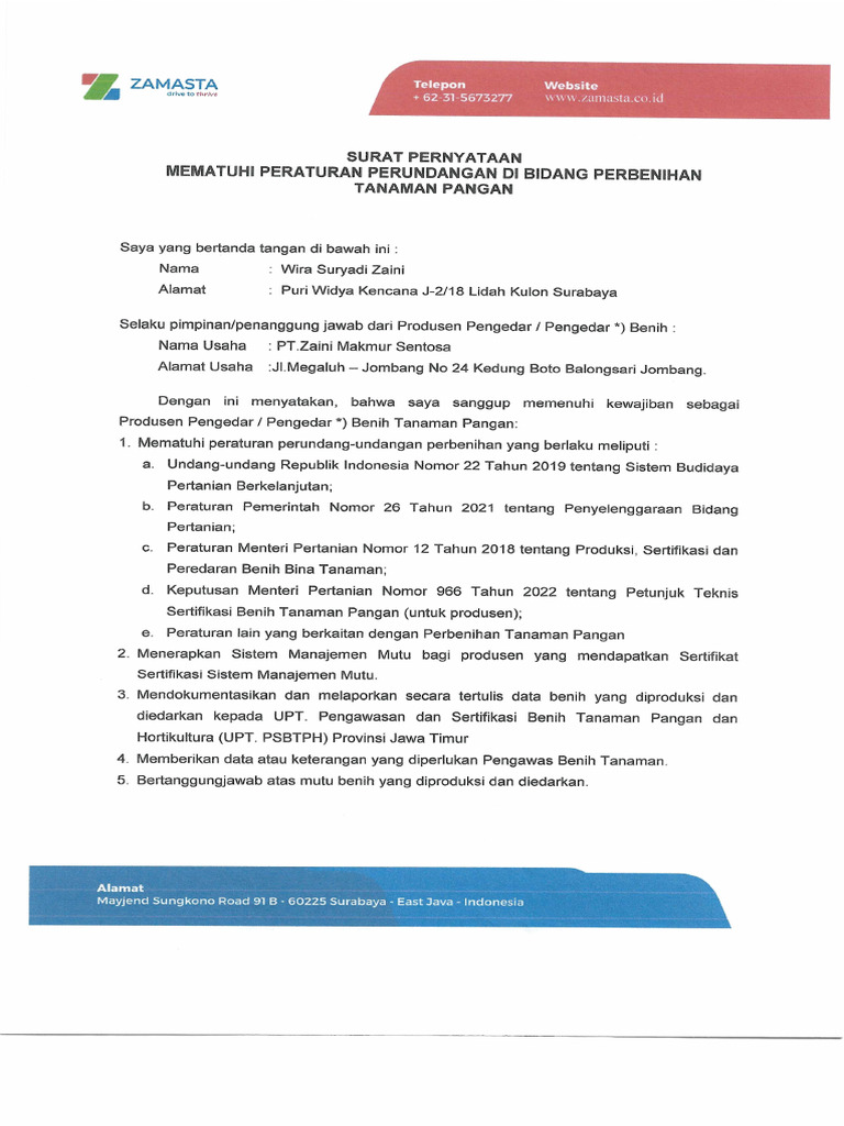 Pernyataan Zaini | PDF