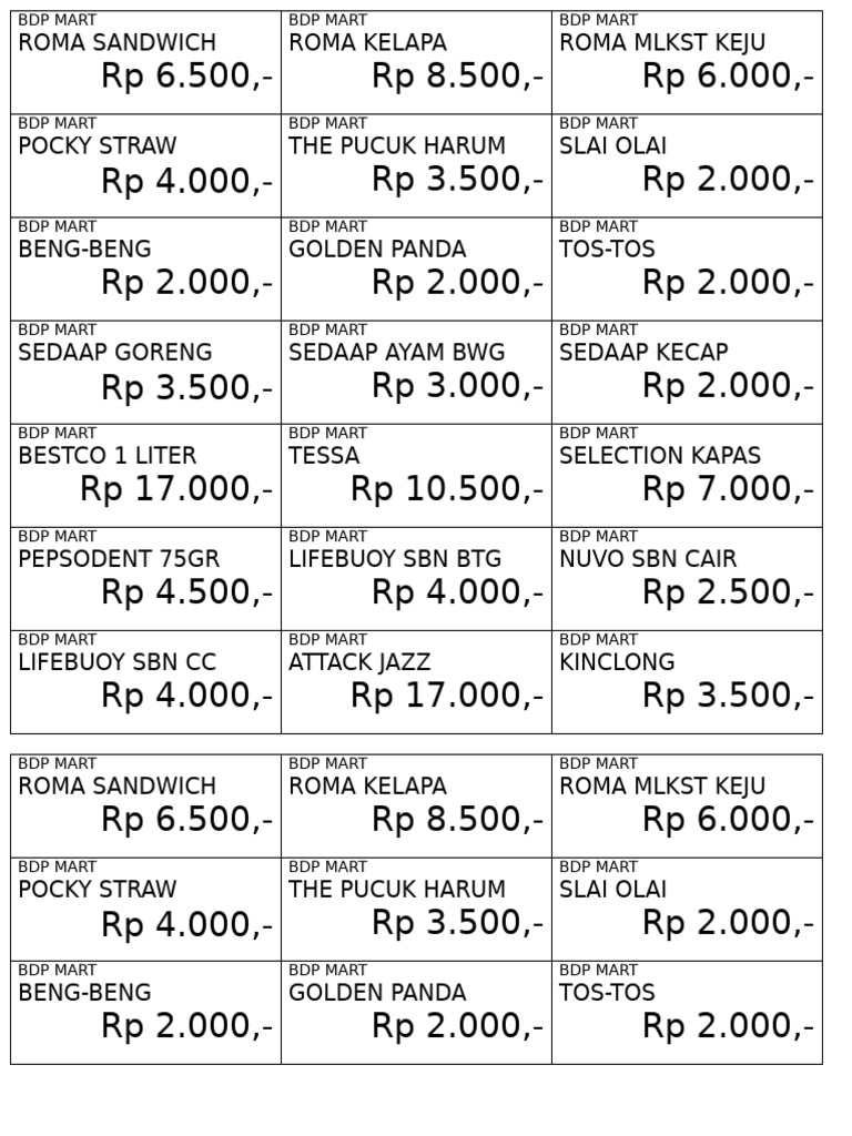 BDP MART Label Harga | PDF