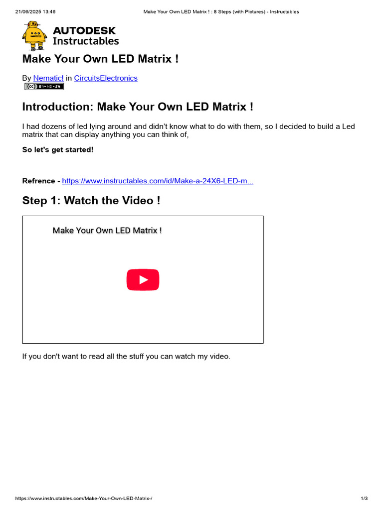 Make Your Own LED Matrix ! - 8 Steps (With Pictures) - Instructables | PDF | Printed Circuit ...