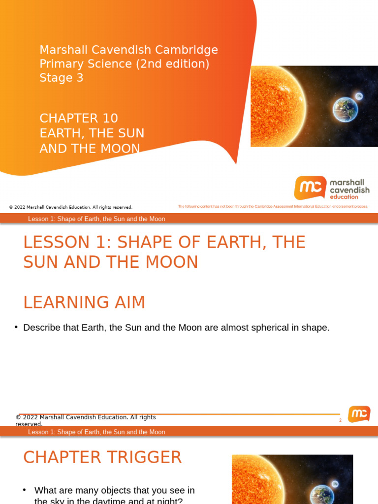 MCE Cambridge Primary Science 2E Stage3 PPT C10 | PDF | Moon | Earth