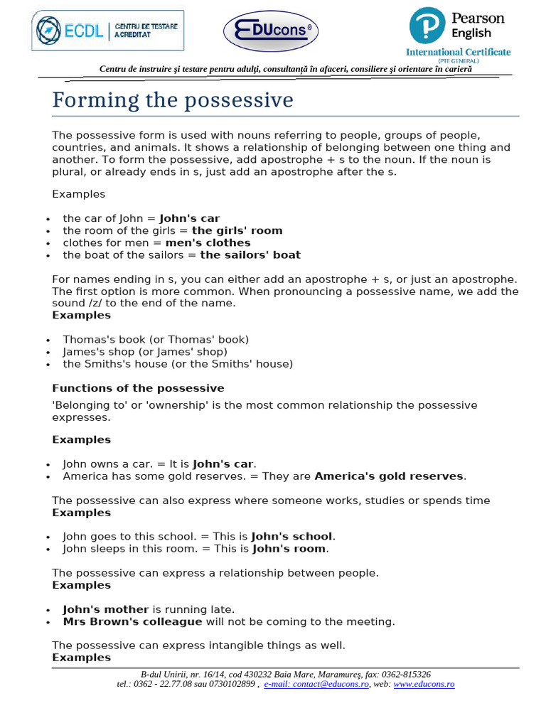 8 - Forming The Possessive | PDF | Languages | Foreign Language Studies