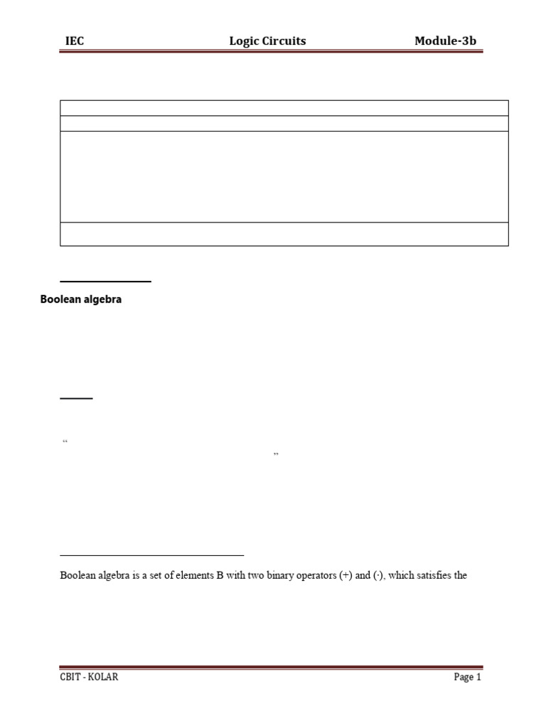 MODULE 3b LOGIC CIRCUITS | PDF | Boolean Algebra | Teaching Mathematics