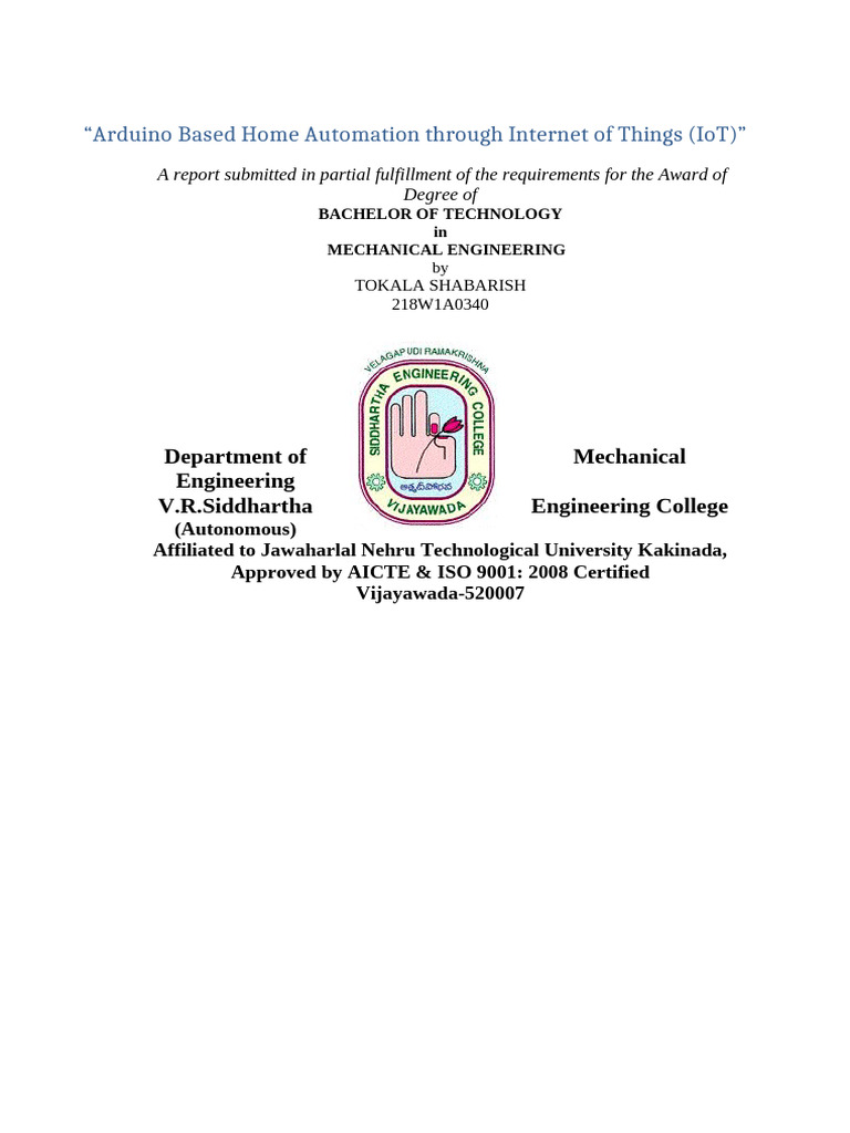 Arduino Based Home Automation Through Internet of Things IoT | PDF ...