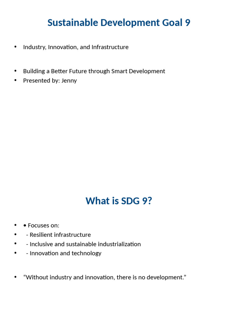 SDG9 Presentation by Jenny Visual | PDF