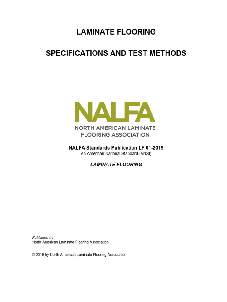 NALFA Laminate Flooring Standards 2019 | PDF | Flooring | Lamination