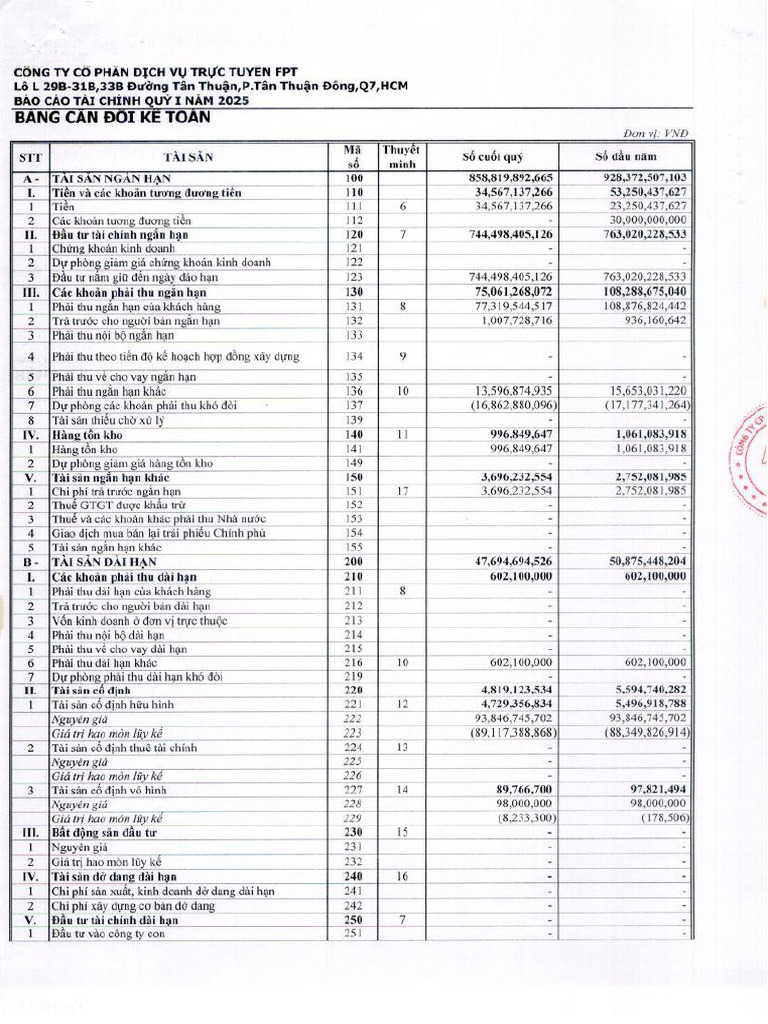 BCTC FPT q1 2025 | PDF