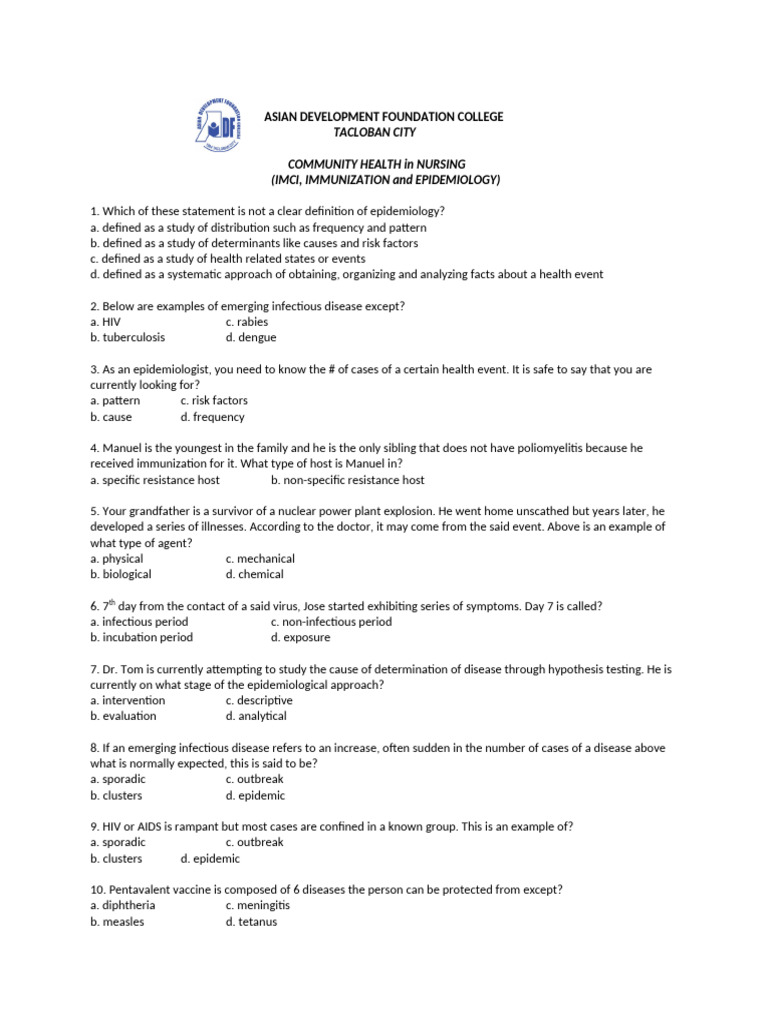 Review 2 Imci Epidemiologyimmunization 2024 Students | PDF | Vaccines | Epidemiology