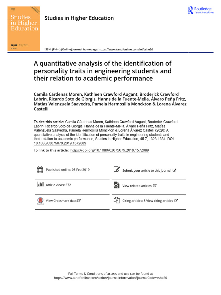 Personality Traits and Academic Achievement | PDF | Extraversion And Introversion | Analysis Of ...