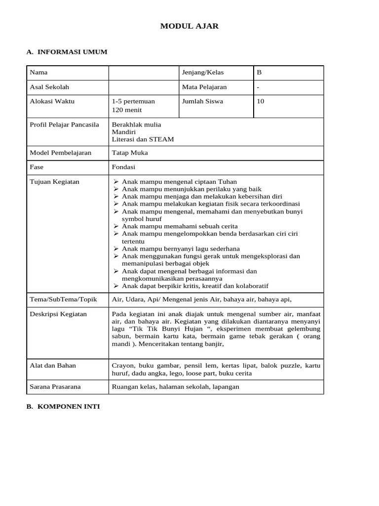Modul Ajar Tema Air Udara API | PDF