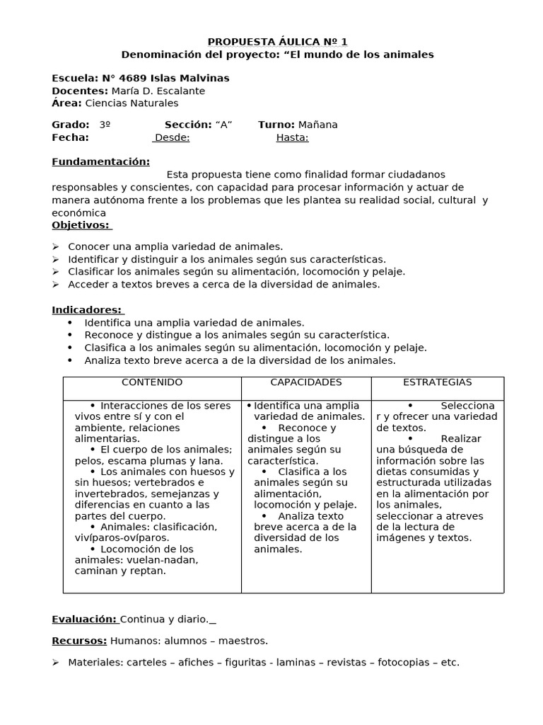 Ciencias Naturales 3ro Los Animales y Sus Caracteristicas | PDF | Zoología