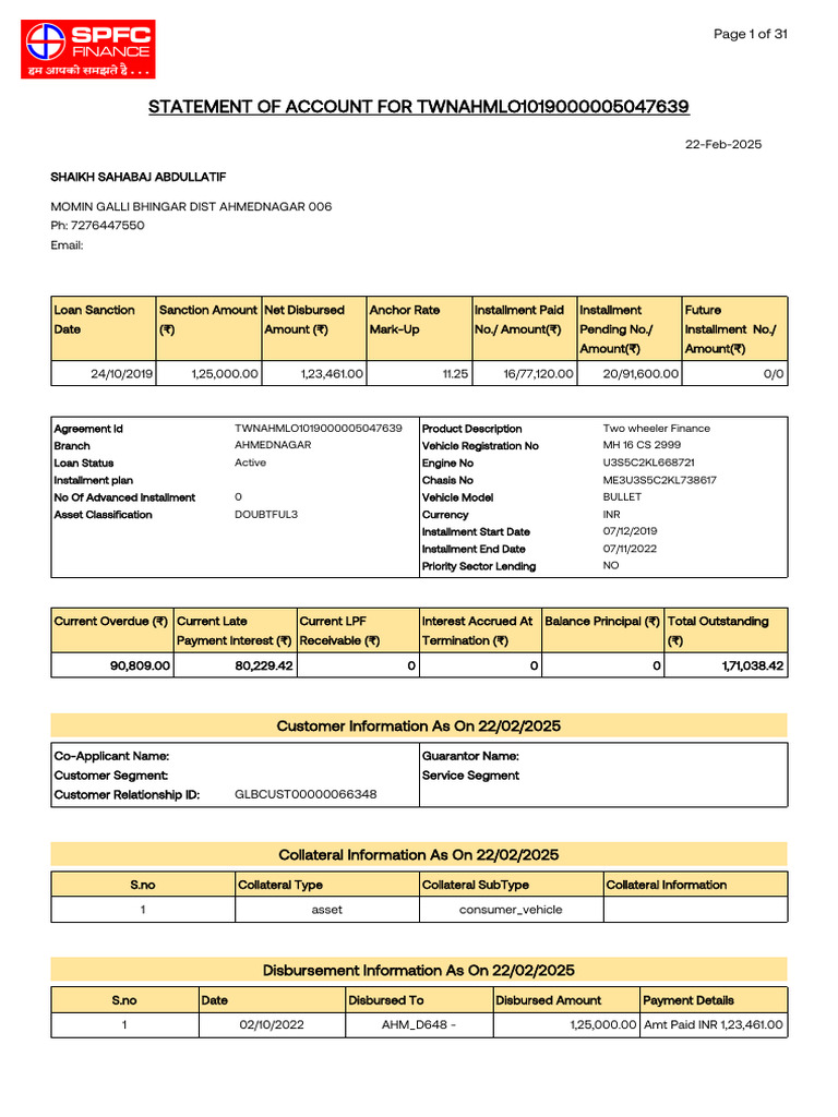 Statement of Account | PDF | Debits And Credits | Cash