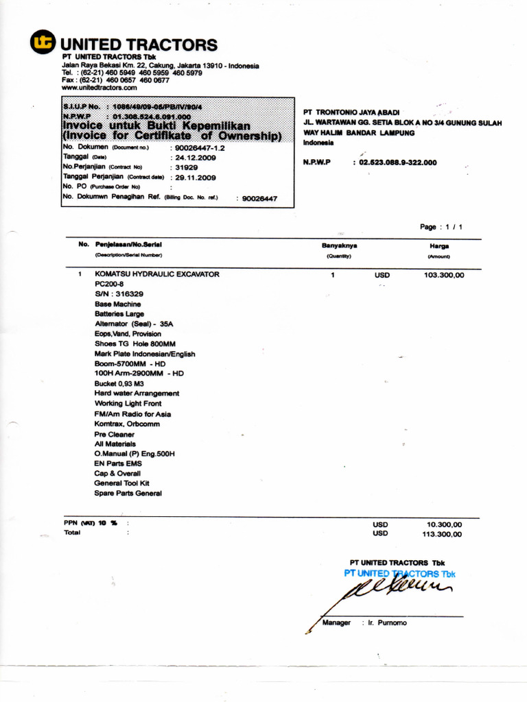 Invoice Excavator Pdf