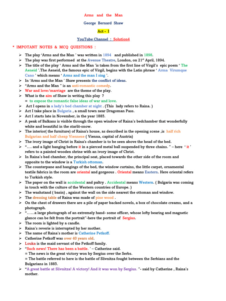 Arms and the Man: Act I Overview | PDF | Aeneid