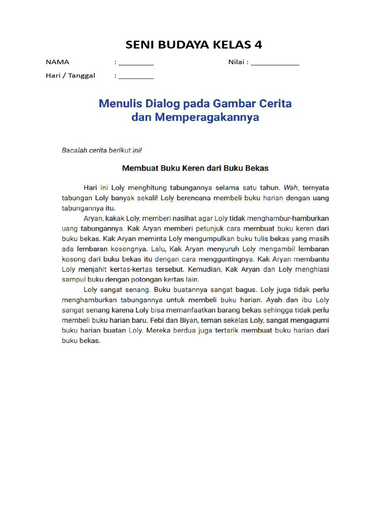 Menulis Dialog Pada Cerita Bergambar | PDF