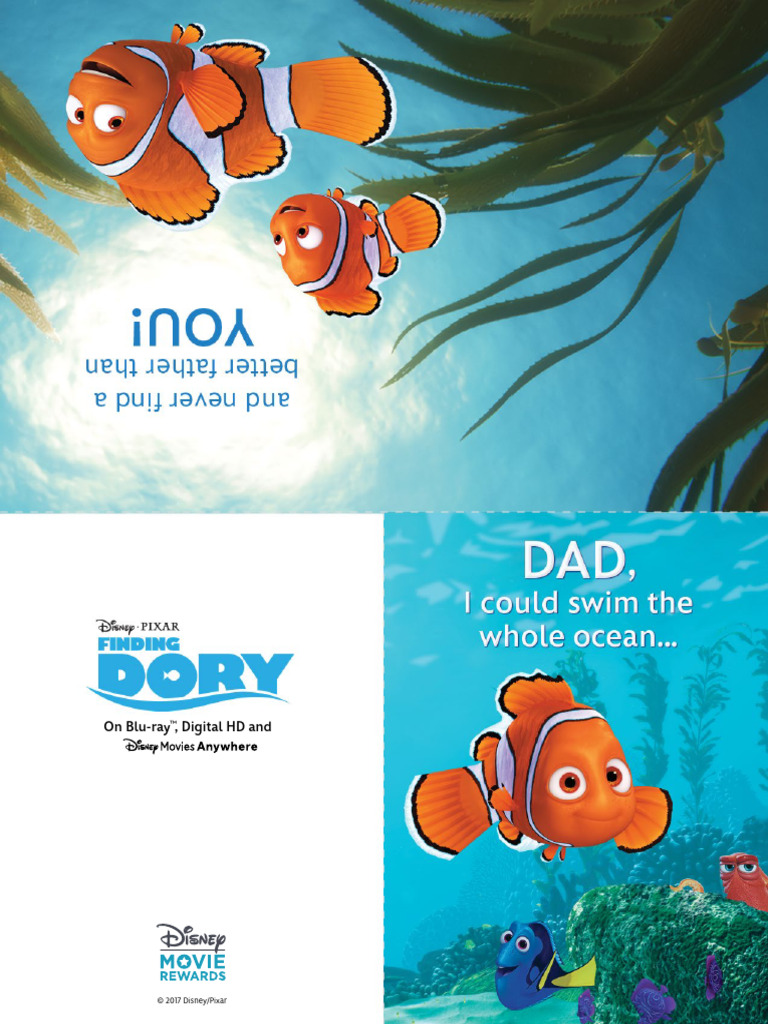 Finding Dory I Could Swim The Ocean Printable Father - S Day Card | PDF