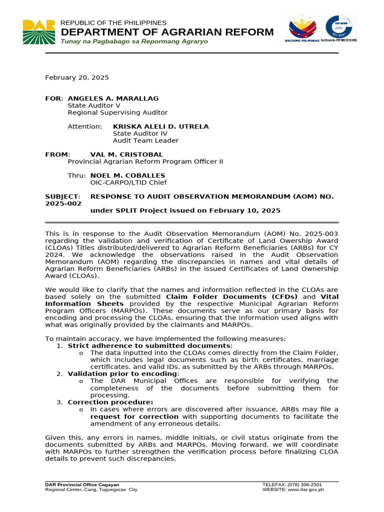 Answer To Aom 2025 Regular | PDF | Audit