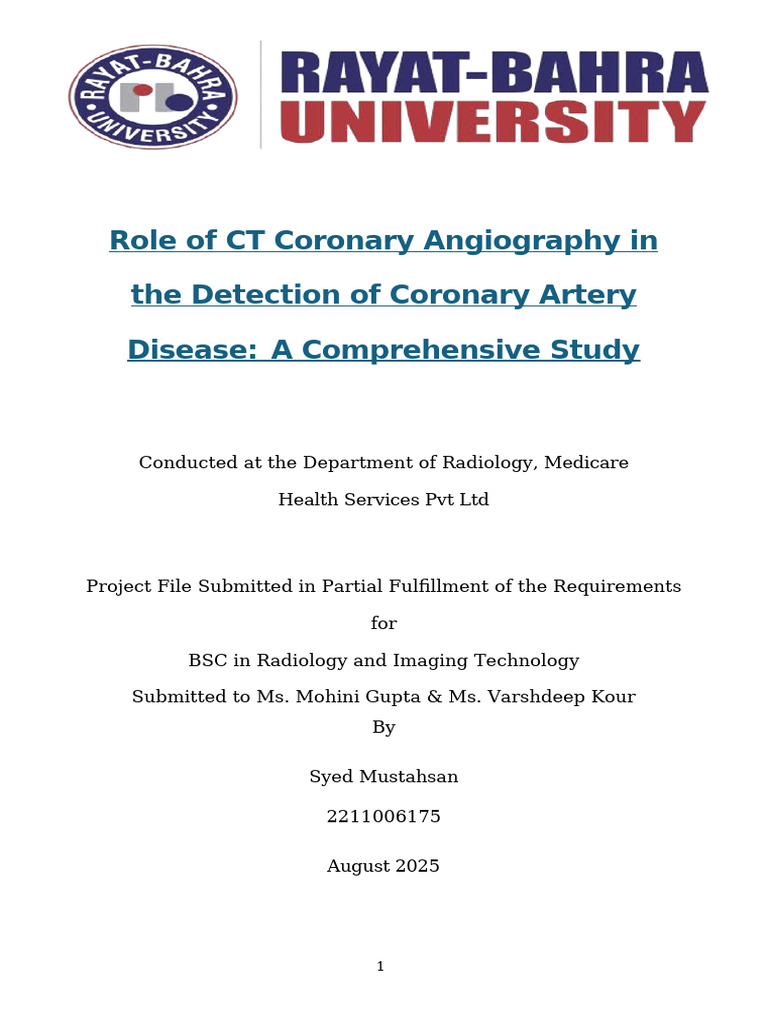 CT Coronary Angiography for CAD Detection | PDF | Coronary Circulation ...