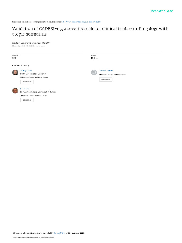 Validation of CADESI-03 A Severity Scale For Clini | PDF | Allergy ...