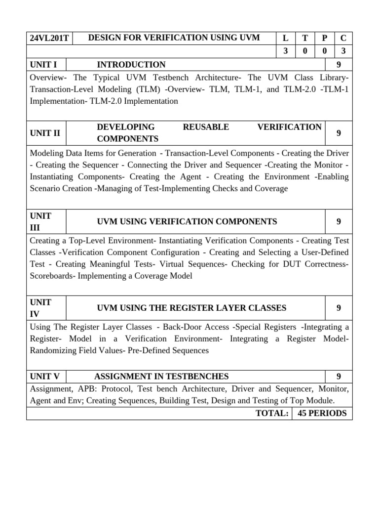 UVM Verification Design Syllabus | PDF