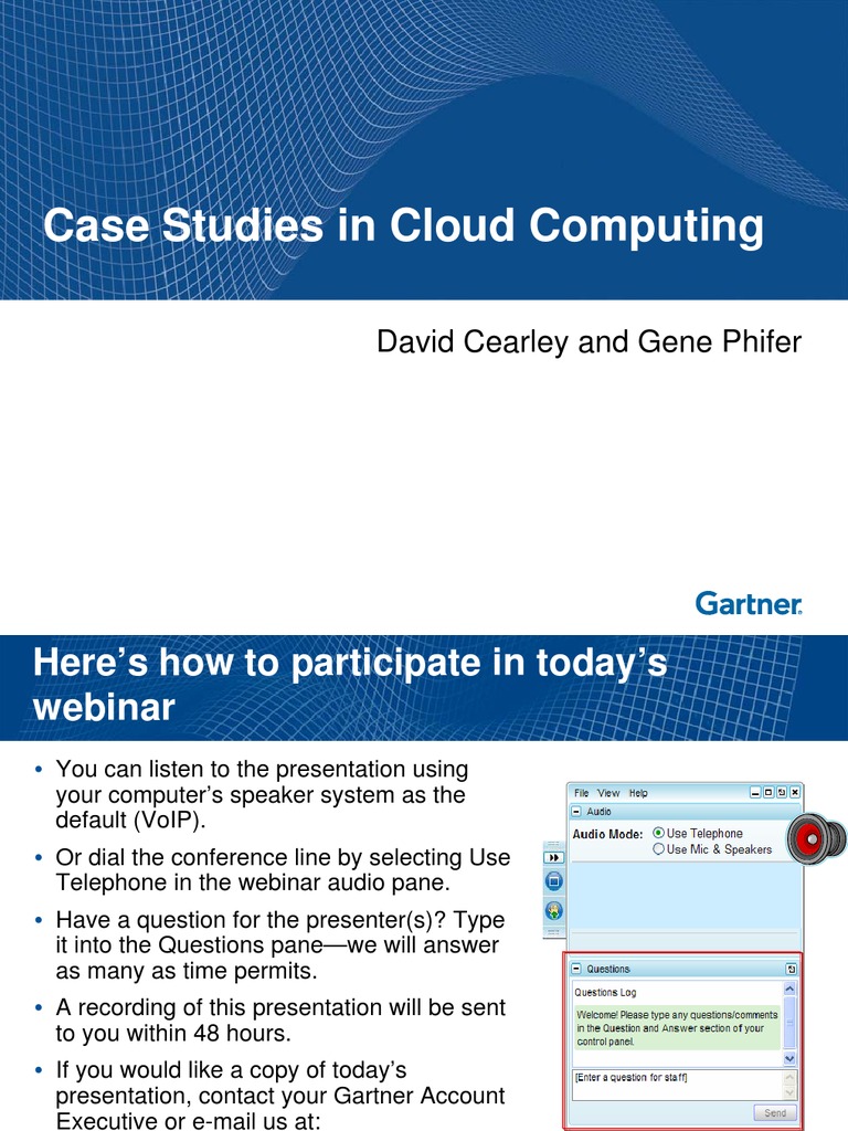 Case Studies in Cloud Computing: David Cearley and Gene Phifer | PDF