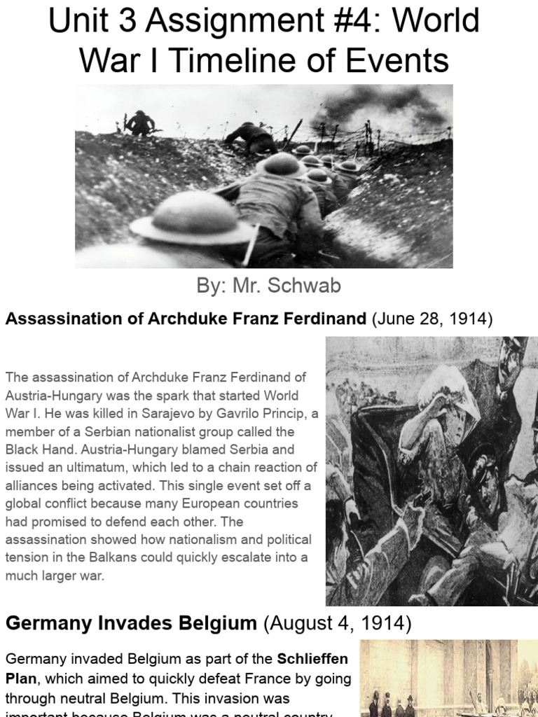 Unit 3 Assignment 4 World War I Timeline Sample | PDF
