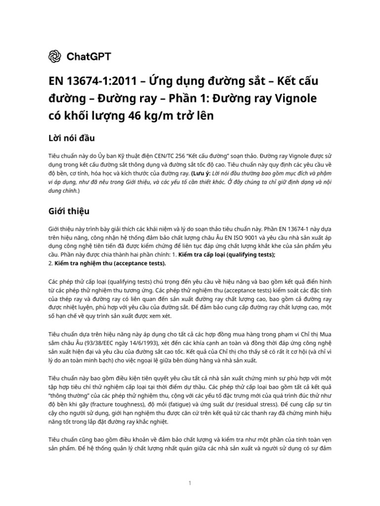 En 13674-1 - 2011 - Ứng Dụng Đường Sắt - Kết Cấu Đường - Đường Ray - Phần 1 - Đường Ray Vignole ...