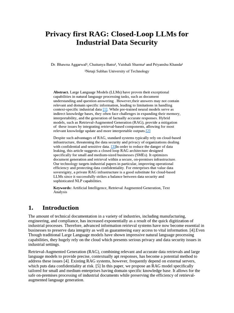 Privacy First RAG Closed-Loop LLMs For Industrial Data Security | PDF | Databases | Information ...