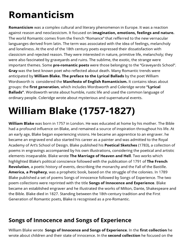 Romanticism and His Poet - 20250707 - 102430 - 0000 | PDF | William ...